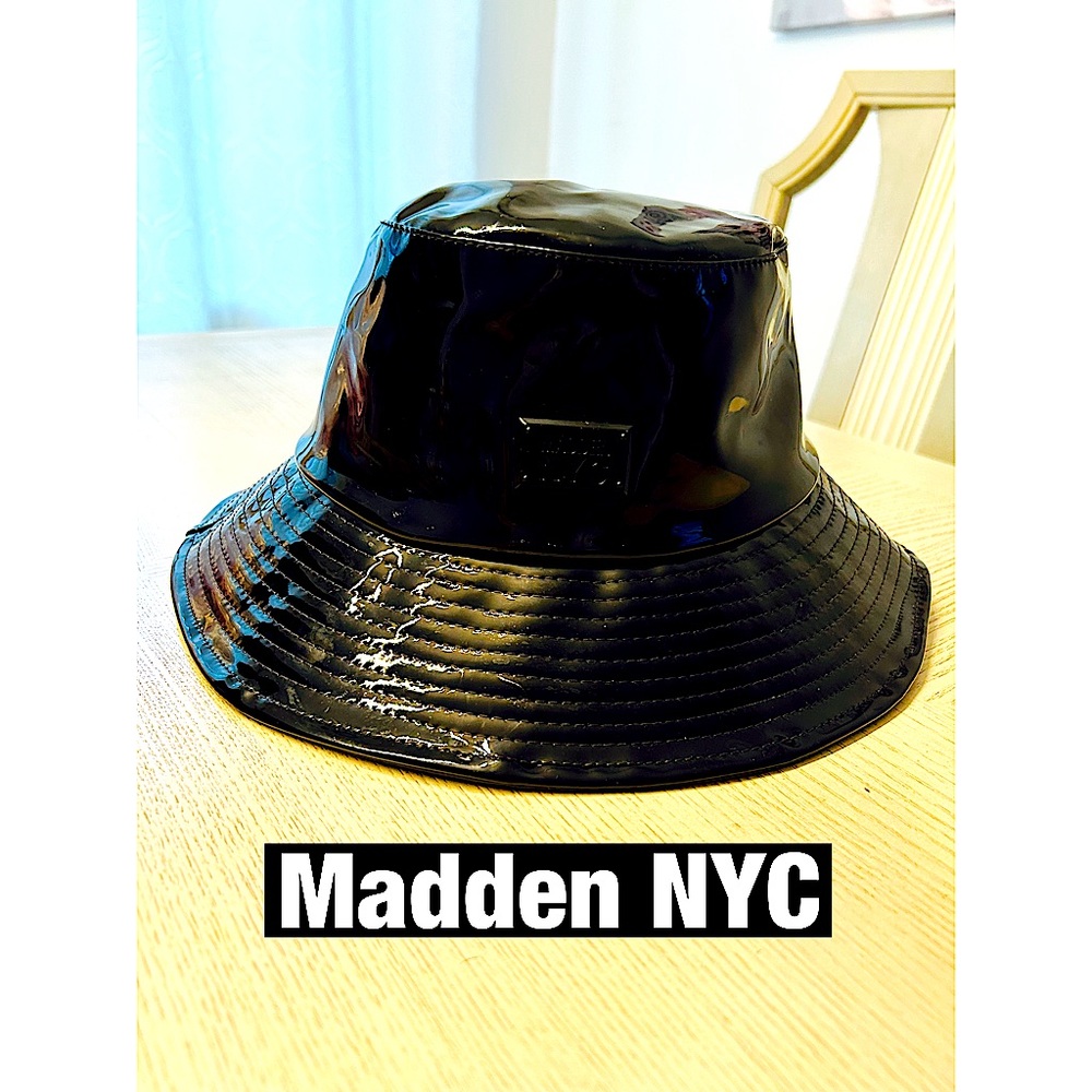 Madden Nyc, Black Patent Leather Hat, New! - Gem